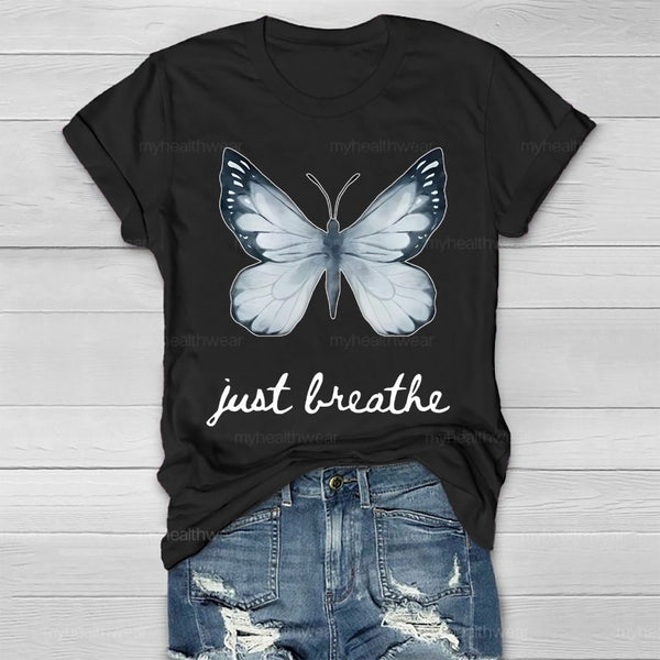 Just Breathe Ink Wash Butterfly Healthwear T-shirt