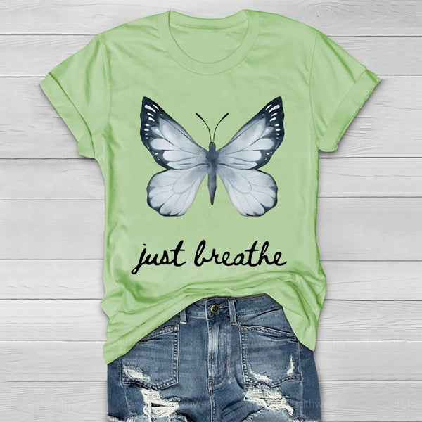 Just Breathe Ink Wash Butterfly Healthwear T-shirt